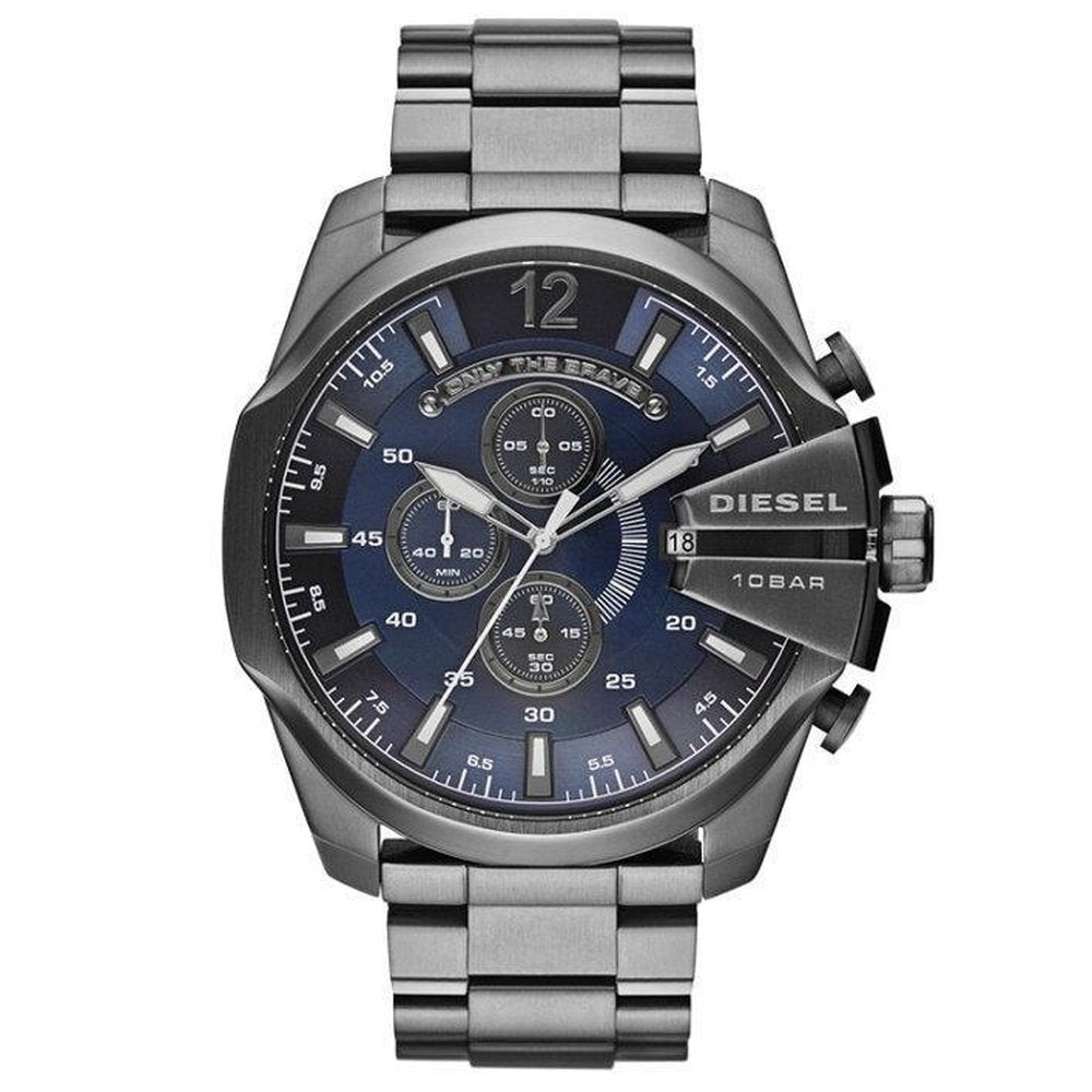 Diesel DZ4329 Mega Chief Chronograph Blue Dial Gunmetal Ion-plated Men ...